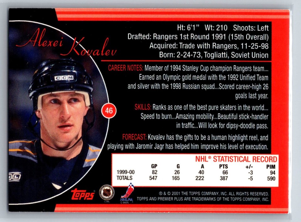 2000-01 Topps Premier Plus Alexei Kovalev Pittsburgh Penguins #46 | eBay