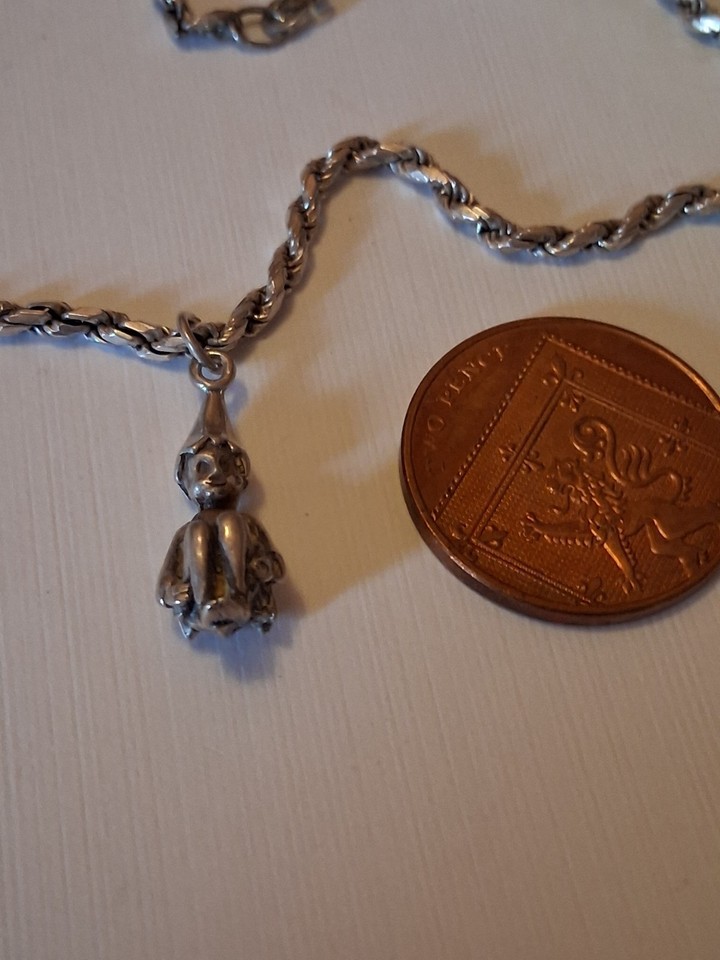 925 Silver Rope 22in Chain + Cornish Pixie No Marks. Is Silver ...