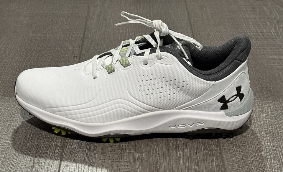 NWOB UNDER ARMOUR UA DRIVE PRO SPIKE GOLF SHOES 3026918-100 WHITE GREY ...