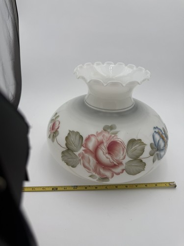 Blue 🌟Hurricane Lamp Shade 🌟Replacement Red-Pink Floral Ruffle Top 10 ...