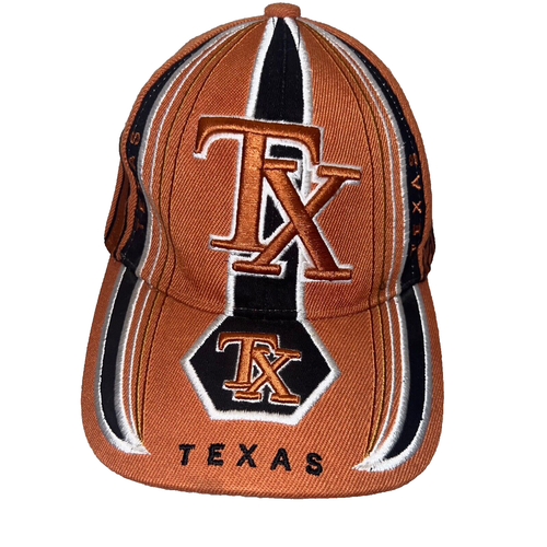 Texas Rust Orange Black Hat Cap Lots of Details with Accents. Hook Loop ...