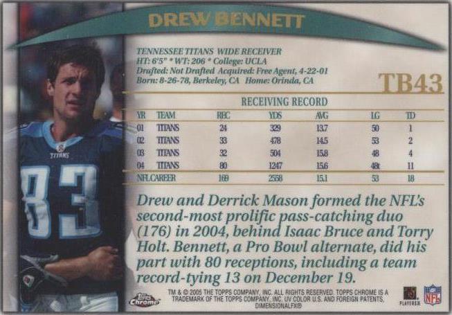 2005 Topps Chrome Drew Bennett #TB43 for sale | eBay