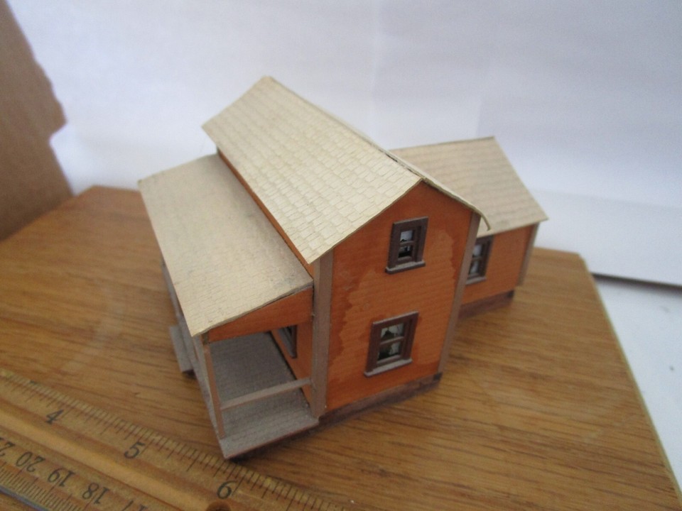 Vintage Wood Built Weathered HO 1/87 Scale Cabin House Building 4 Train ...