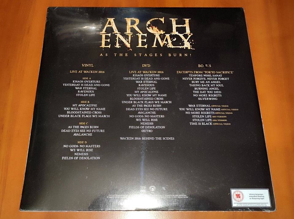 ARCH ENEMY AS THE STAGES BURN 2x LP & DVD *EU* CM 1st PRESS BLACK VINYL ...