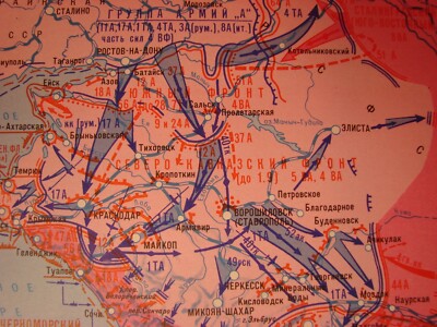 WW2 Soviet Map DEFENSE OF CAUCASUS July 1942–Oct. 1943 Operations ...