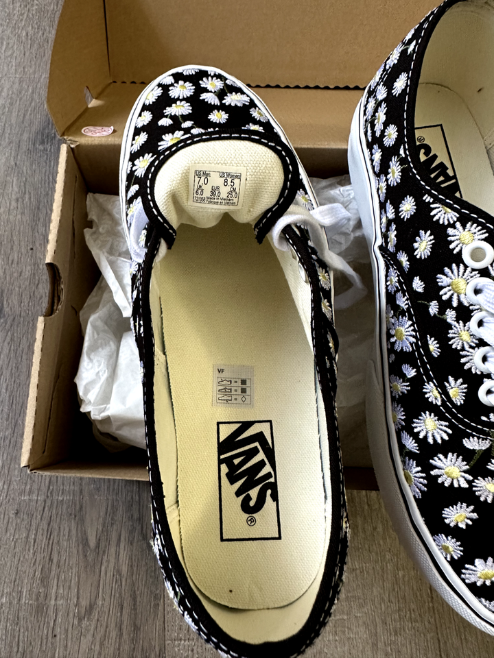 Vans Authentic Platform black and white daisy - size 8,5 | eBay