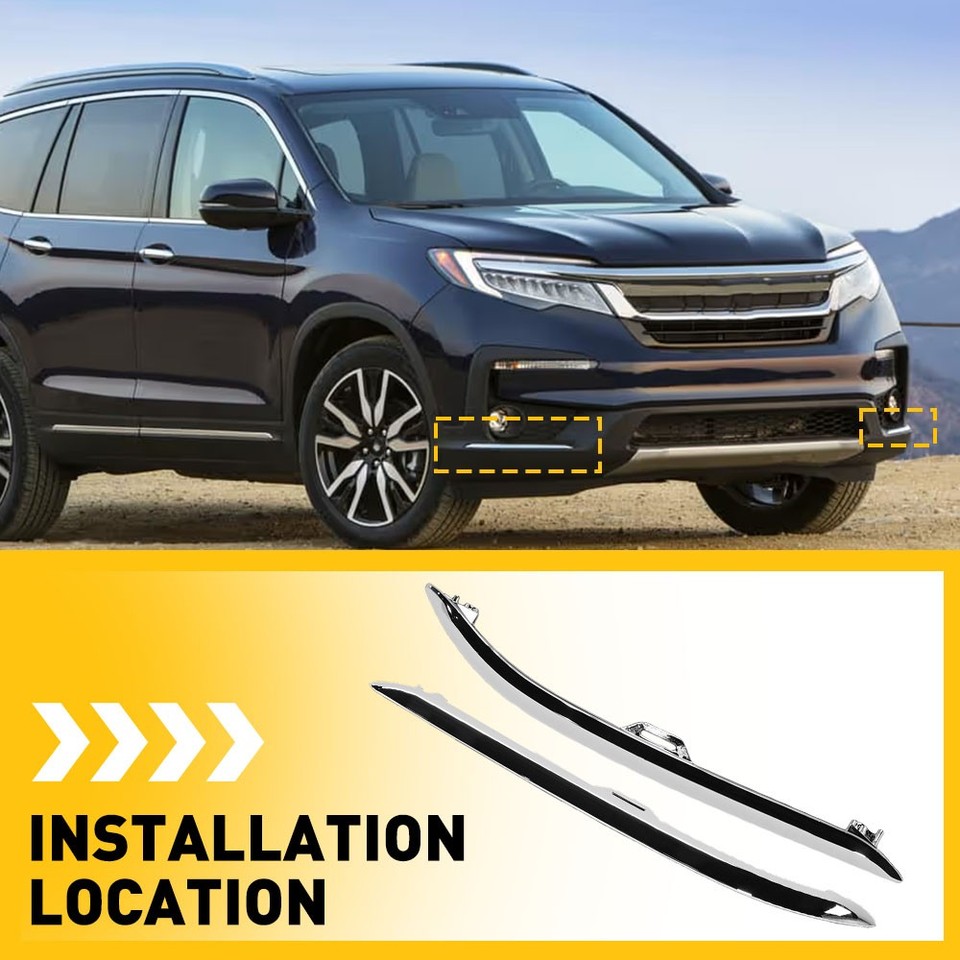 Fit 2019-2021 Honda Pilot EX LX Front Bumper Lower Chrome Molding Trim ...