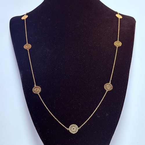 21K Yellow Gold 12.5mm Openwork Disc Station 33.75" Cable Chain ...