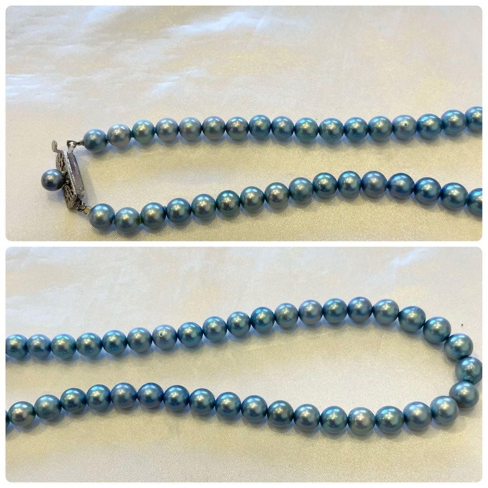 Akoya Pearl Necklace Luster Blue Silver 6.9-7.9mm From Japan | eBay