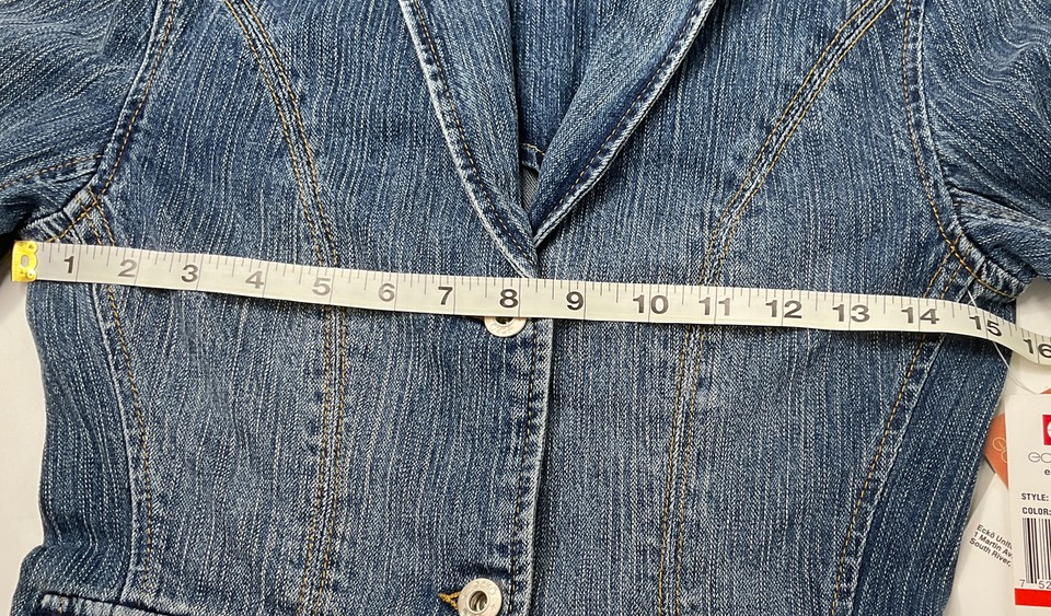 ECHO RED Blue Medium Wash Denim Fitted Jacket with Pockets NEW NWT ...
