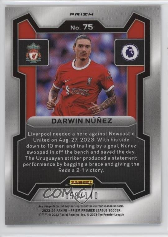2023-24 Panini Prizm Premier League Purple Mosaic 58/140 Darwin Nunez ...