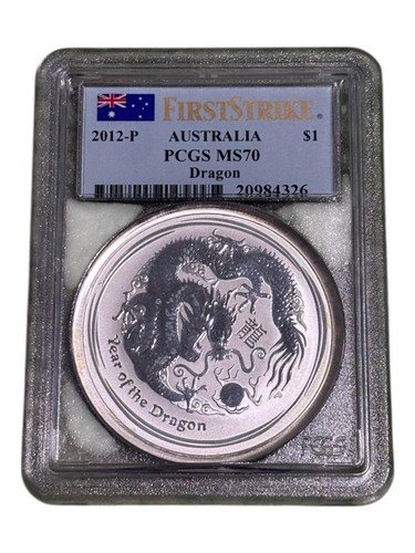 2012 Australian Silver Dragon Coin PCGS MS70 1 Dollar Collector Jewelry ...