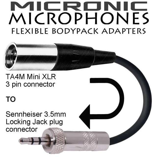 Shure Ta4f / Ta4m to 3.5mm Screw Lock Jack Plug Microphone Transmitter ...