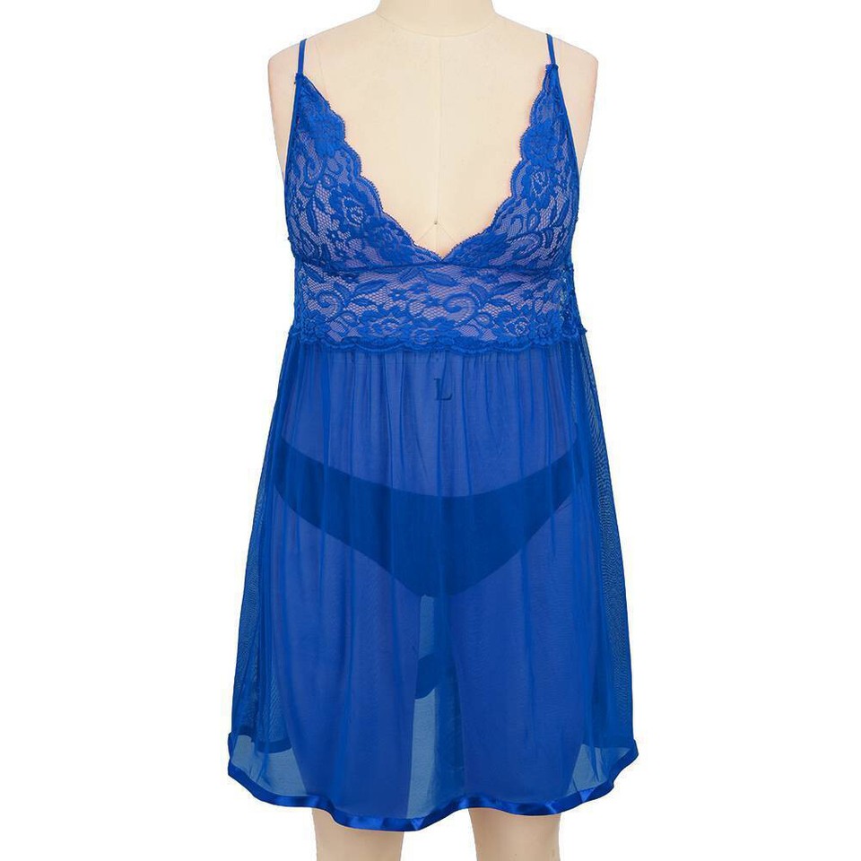 Plus Size Womens Sexy Lace Nightwear Night Dress Strapless Lingerie