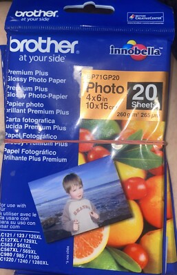 Brother BP71GP20 Innobella 4x6 Glossy Premium Plus Photo Paper 20 ...