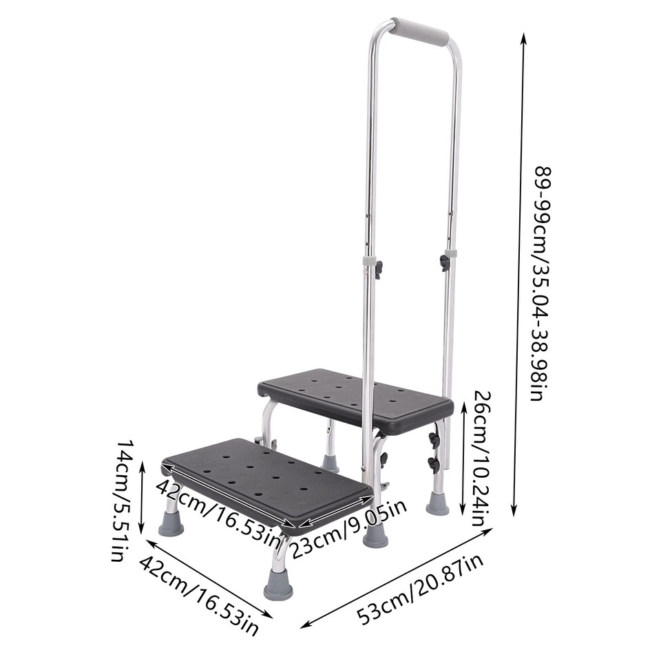 Adjustable elderly Step Stool Heavy Duty 2 Steps Medical Foot Stool ...