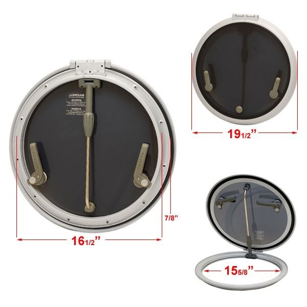 Maxwell Boat Porthole WHS18S | 16 1/2 Inch Round Acrylic Aluminum Hatch ...