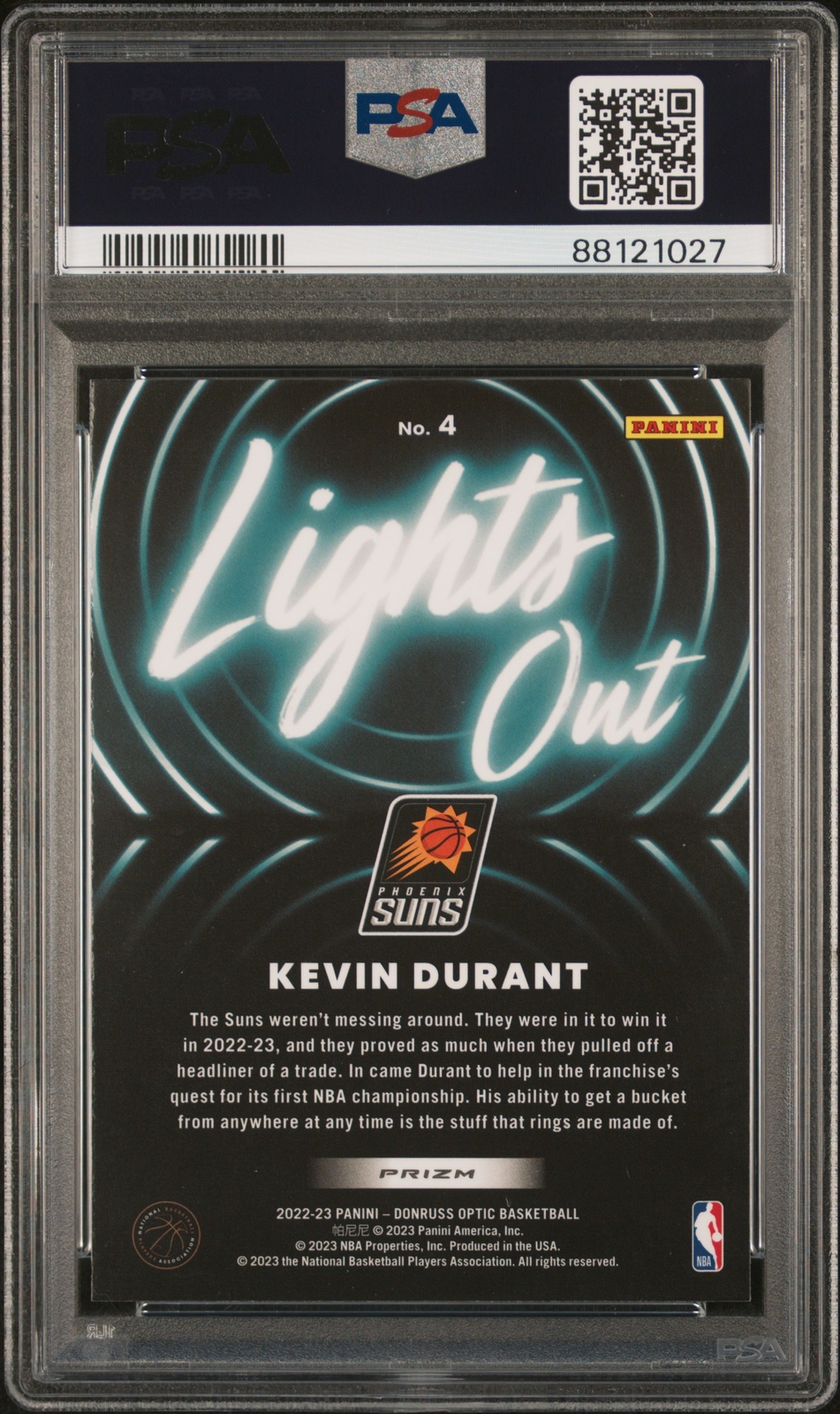 2022-23 Panini Donruss Optic - Lights Out Kevin Durant #4 Holo Prizm ...