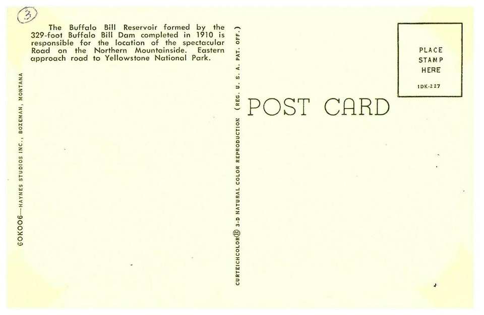 Buffalo Bill Reservoir Buffalo Bill Dam & Mountainside Road Postcard | eBay