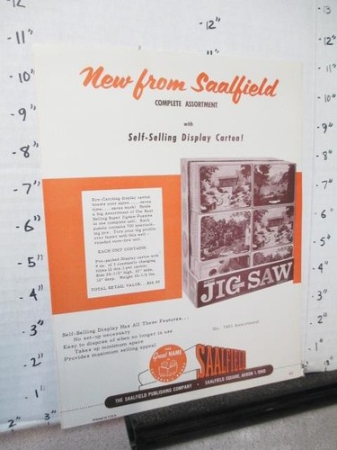Saalfield 1960s jigsaw puzzles store display ad sheet 60 | eBay