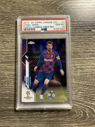 LIONEL MESSI 2019-2020 Topps Chrome UCL PURPLE CARBON FIBER SP PSA 10 ...