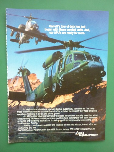 7/1990 PUB ALLIED SIGNAL AEROSPACE GARRETT APU SIKORSKY BLACKHAWK ...