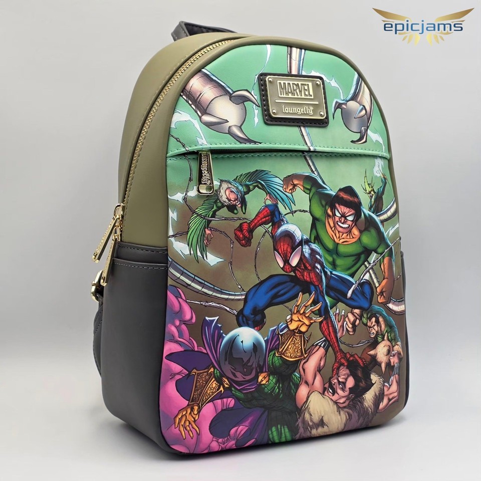 Loungefly Marvel Spider-Man Villains Sinister 6 Green Mini Backpack Bag ...