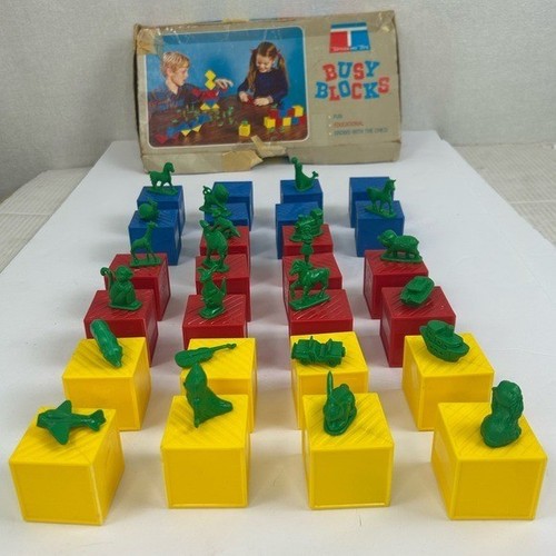 VTG 1971 Tupperware Busy Blocks ABC Green Toys Alphabet 26 BLOCKS 24 ...