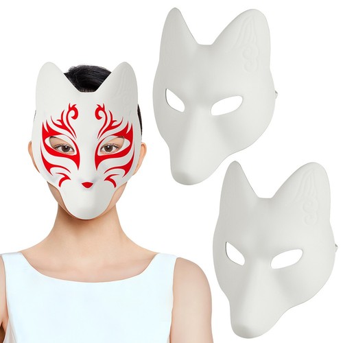 2 Pcs Fox Mask Animal Masks for Crafting Paintable Lovers Furry Base ...