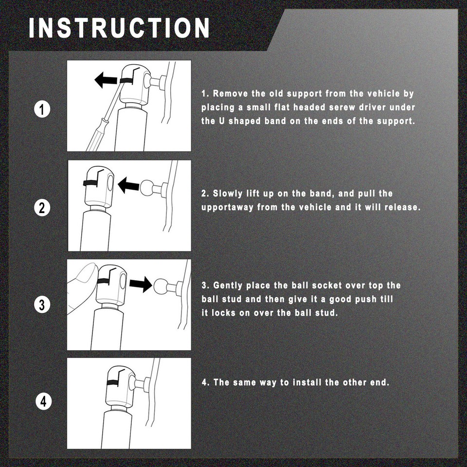 2x Universal Lift Support Cap Prop Struts Shock Gas Spring 10" Force ...
