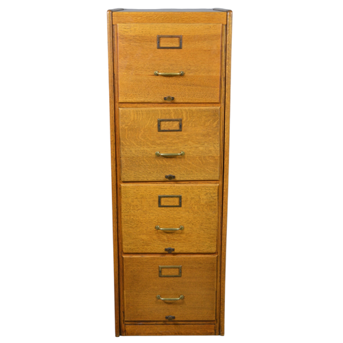 Antique Oak Four Drawer File Cabinet – 1900s, Refinished, Standard Size ...
