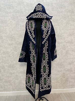 Kazakh Kyrgyz Uzbek Authentic Shapan Chapan with Hat. size 60 Green ...