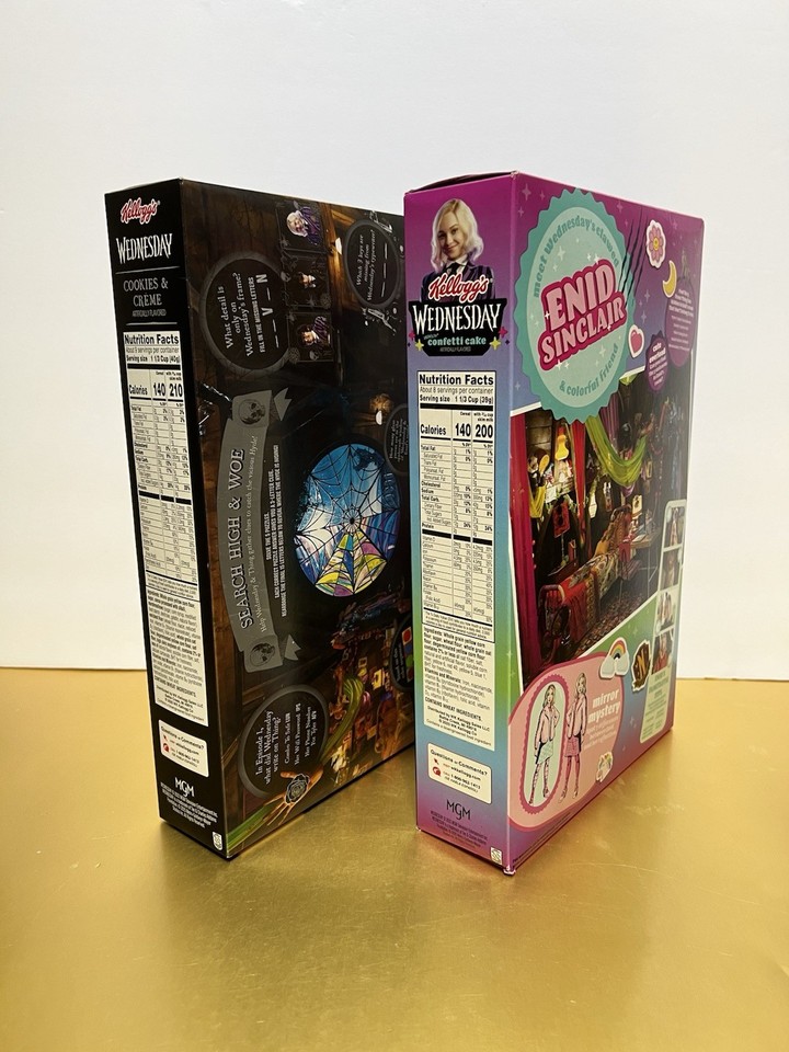 🔥 New Kellogg’s Limited Edition WEDNESDAY & ENID Combo Cereal Box 2 ...