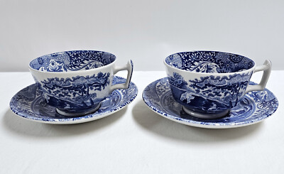 2 Mint Spode Blue Italian Porcelain Tea Cup & Saucer Sets Cups Saucers ...