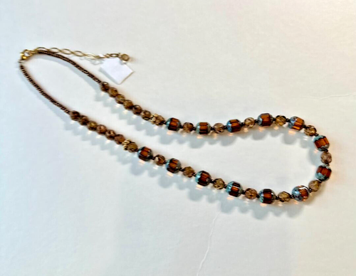 Amber Czech Faceted Glass Cathedral Bead Necklace ~ Handmade, free ...