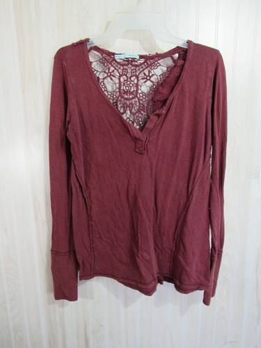 Maurices Top Size M Red Pull Over V Neck Back Lace Long Sleeve Casual | eBay