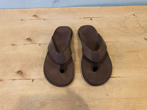NWOT/B Olukai Men's Tuahine Sandal , Dark Wood Leather , Size 10 | eBay