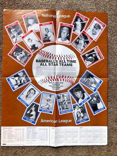 Rare Vintage 1984 Baseball’s All Time All Star Teams Poster - Folded ...