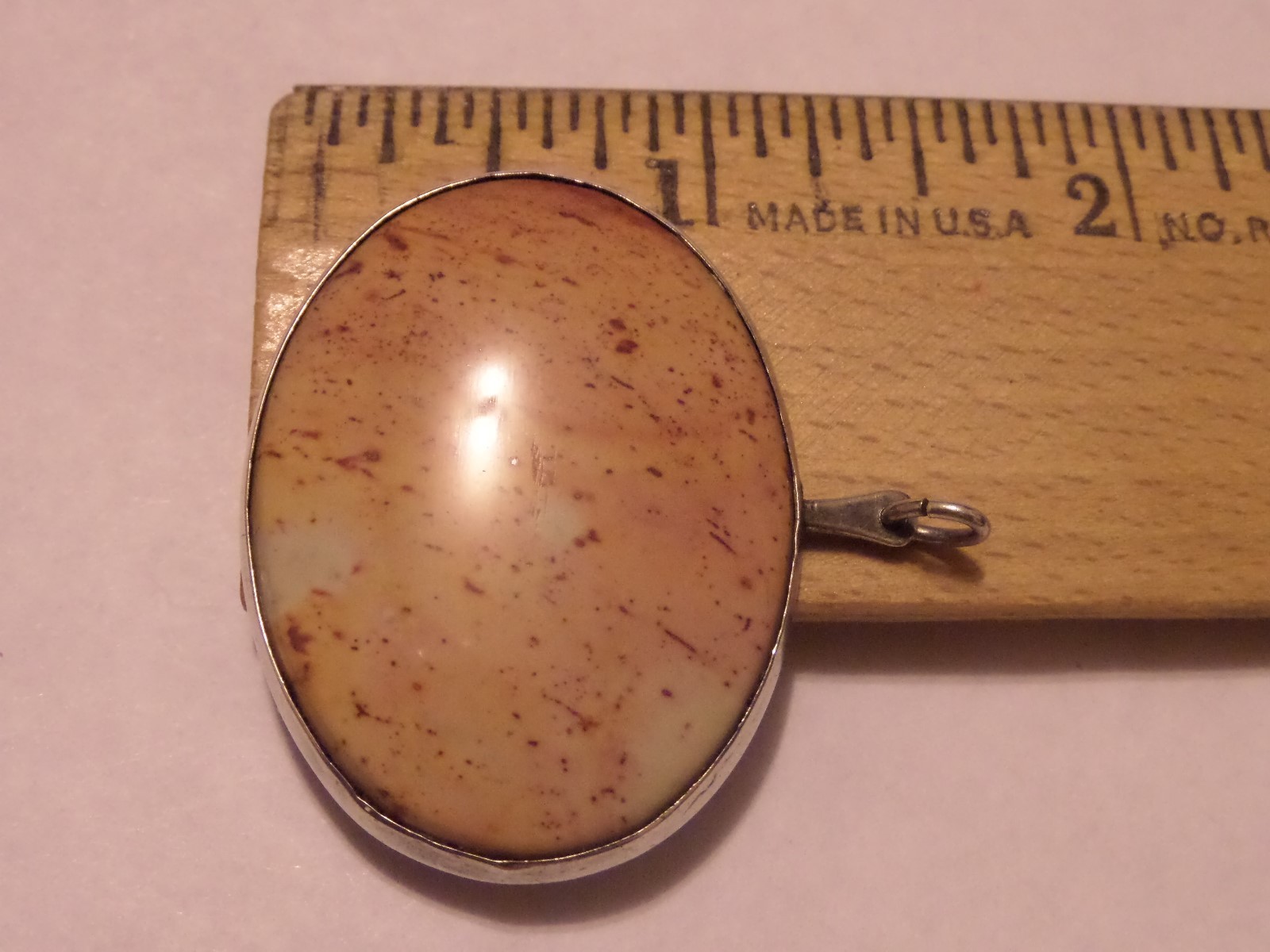 VINTAGE ESTATE ED LEVIN JASPER STERLING SILVER PENDANT SIGNED STAMPED ...