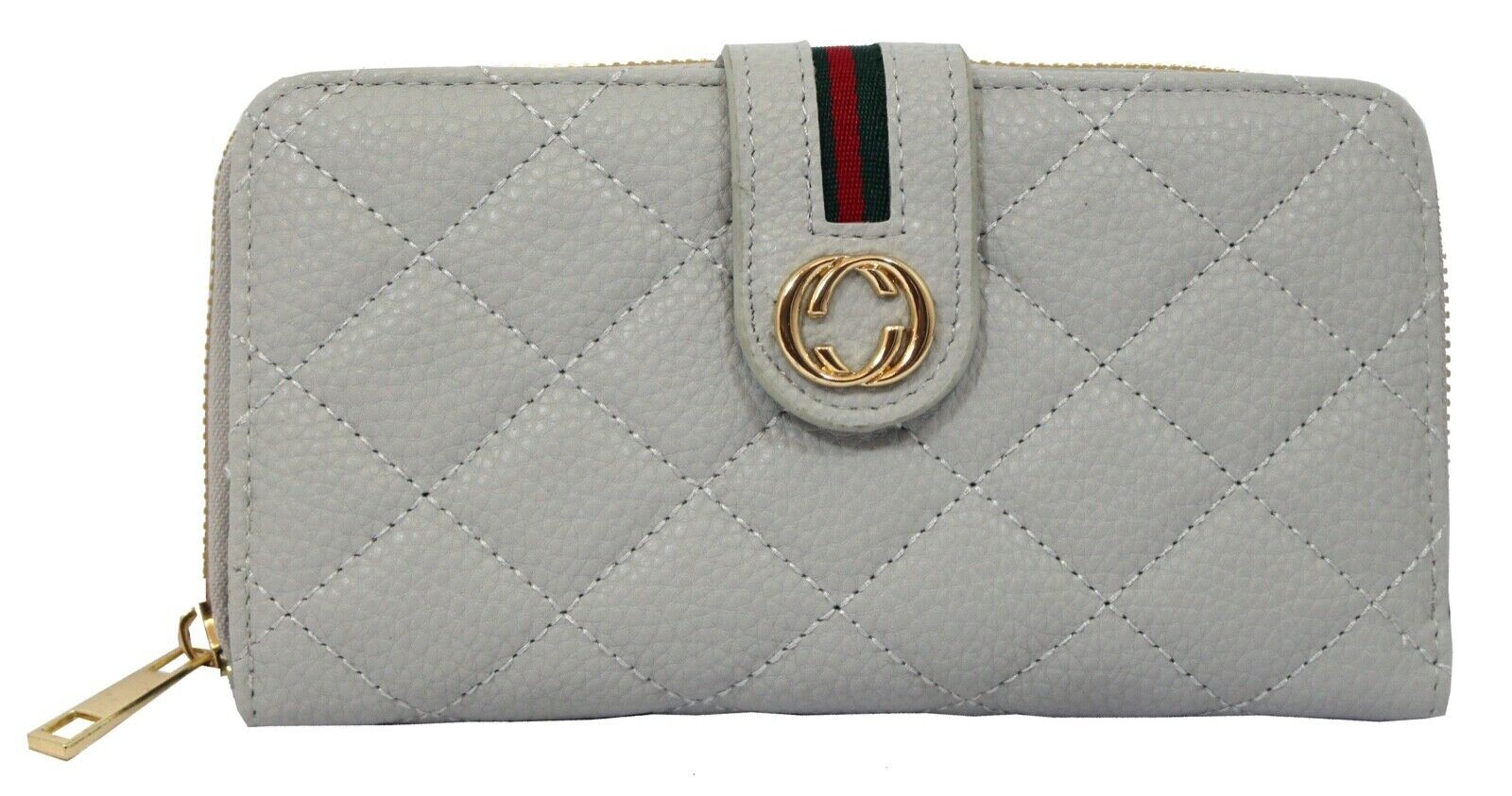 PU leather Quilted folding magnetic coin Purses ID Card Holder Clutch ...
