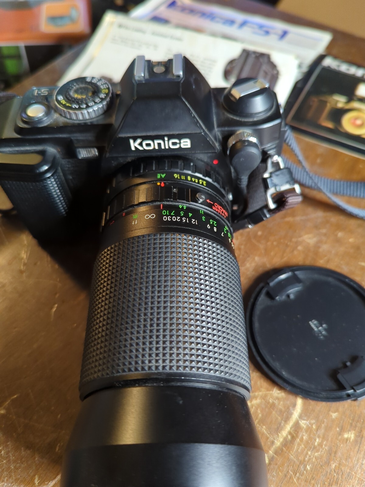 Konica FS-1 Camera With Sakar MC Auto Zoom Macro 35-200mm Lens and ...