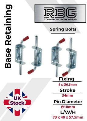 4x Shoot Bolt 10/34mm Spring Bolt Slip Bolt Zinc Plated Truck Lorry ...