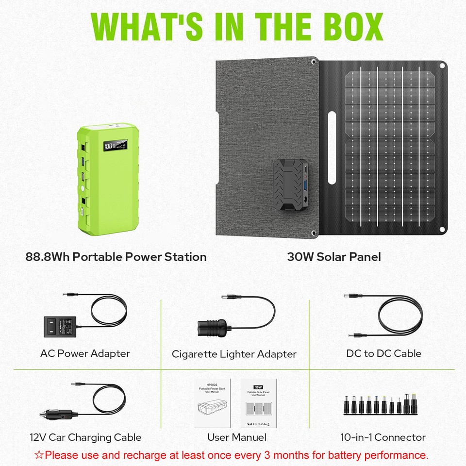 65W Portable Power Bank + 30W Solar Panel Kit Mini Solar Generator for ...