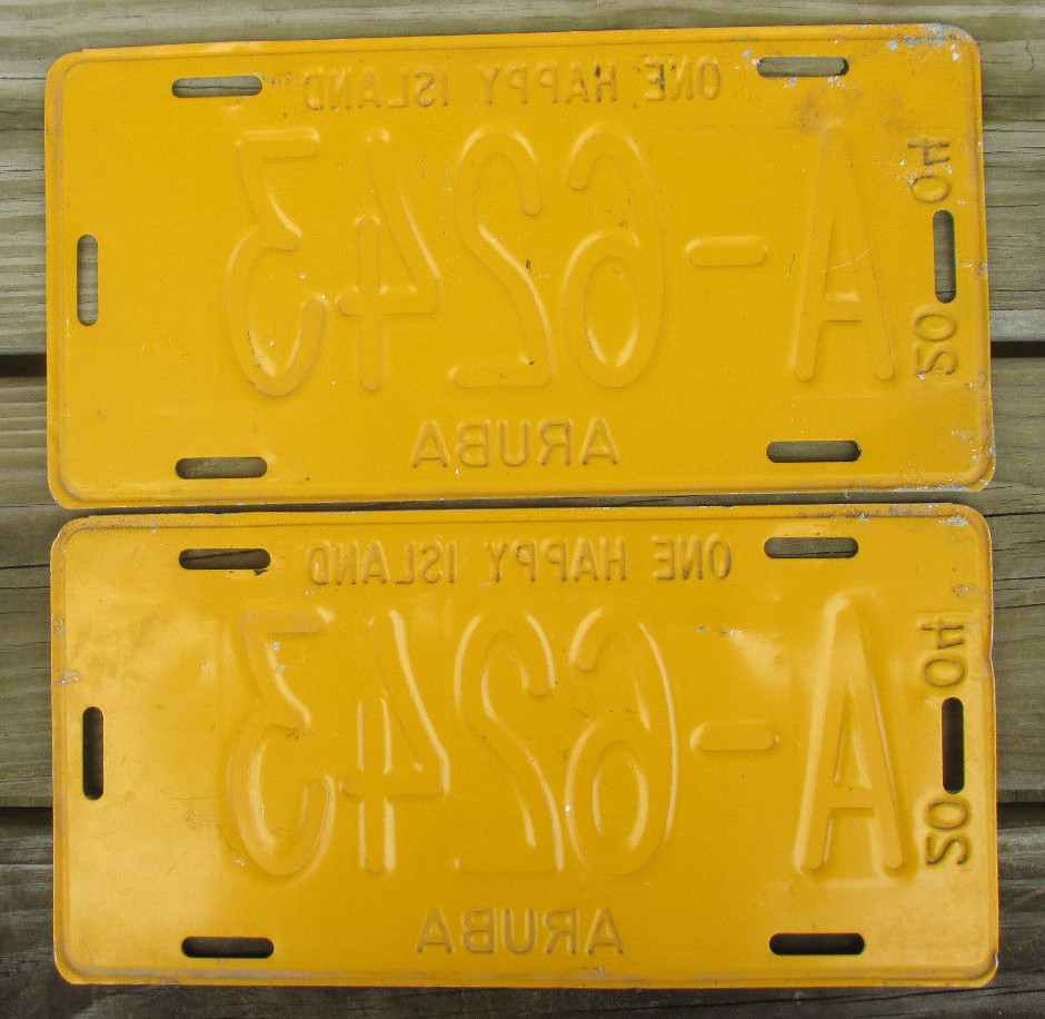 Pair 2004 Aruba License Plates "One Happy Island" Matched Set A-6243 | eBay