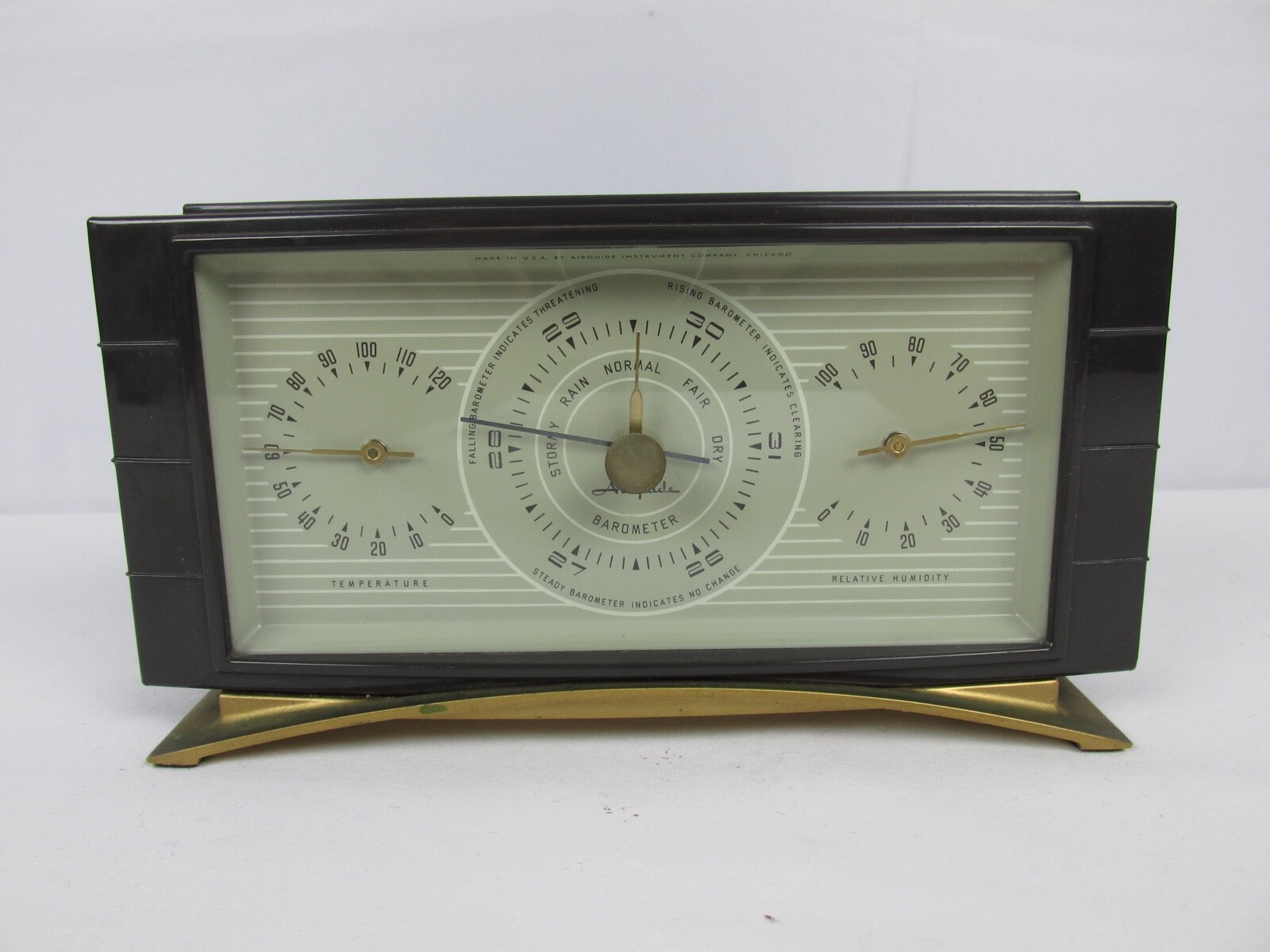 DECO AIRGUIDE INSTRUMENTS BAROMETER WEATHER STATION MID-CENTURY TEMP ...