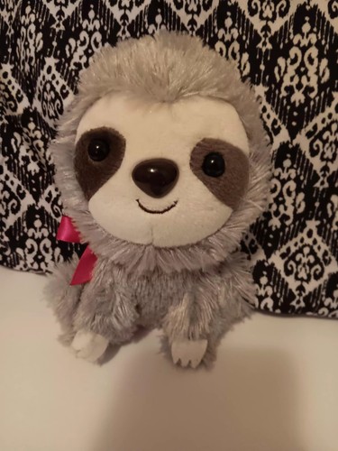 Mega Toys Sloth Gray w Pink Bow Just For You Plush 6" Stuffed Animal ...