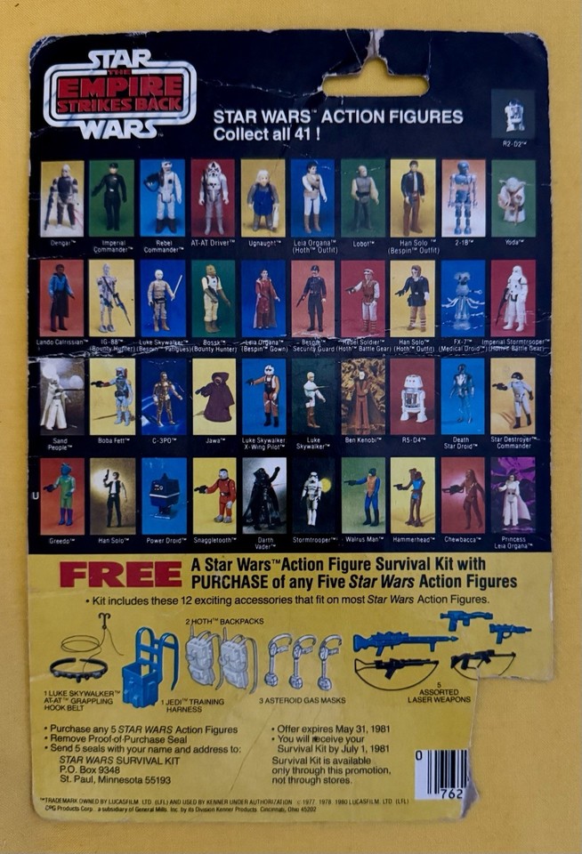 Star Wars Vintage Darth Vader Cardback 41 1980 ESB Card Back Survival ...