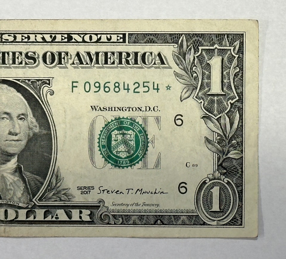 RARE 666, $1 One Dollar Bill Star* Note 2017 (6666) F09684254* (6 ...