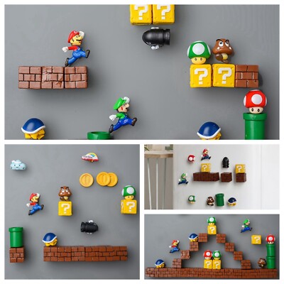 Super Mario Bros Refrigerator Magnets Resin 3D Stickers for Fridge ...