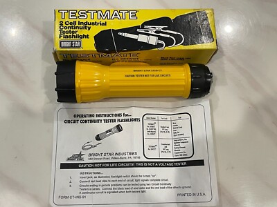 NOS Vintage 2618-CT Flashlight Bright Star 2 D Cell Continuity Tester ...
